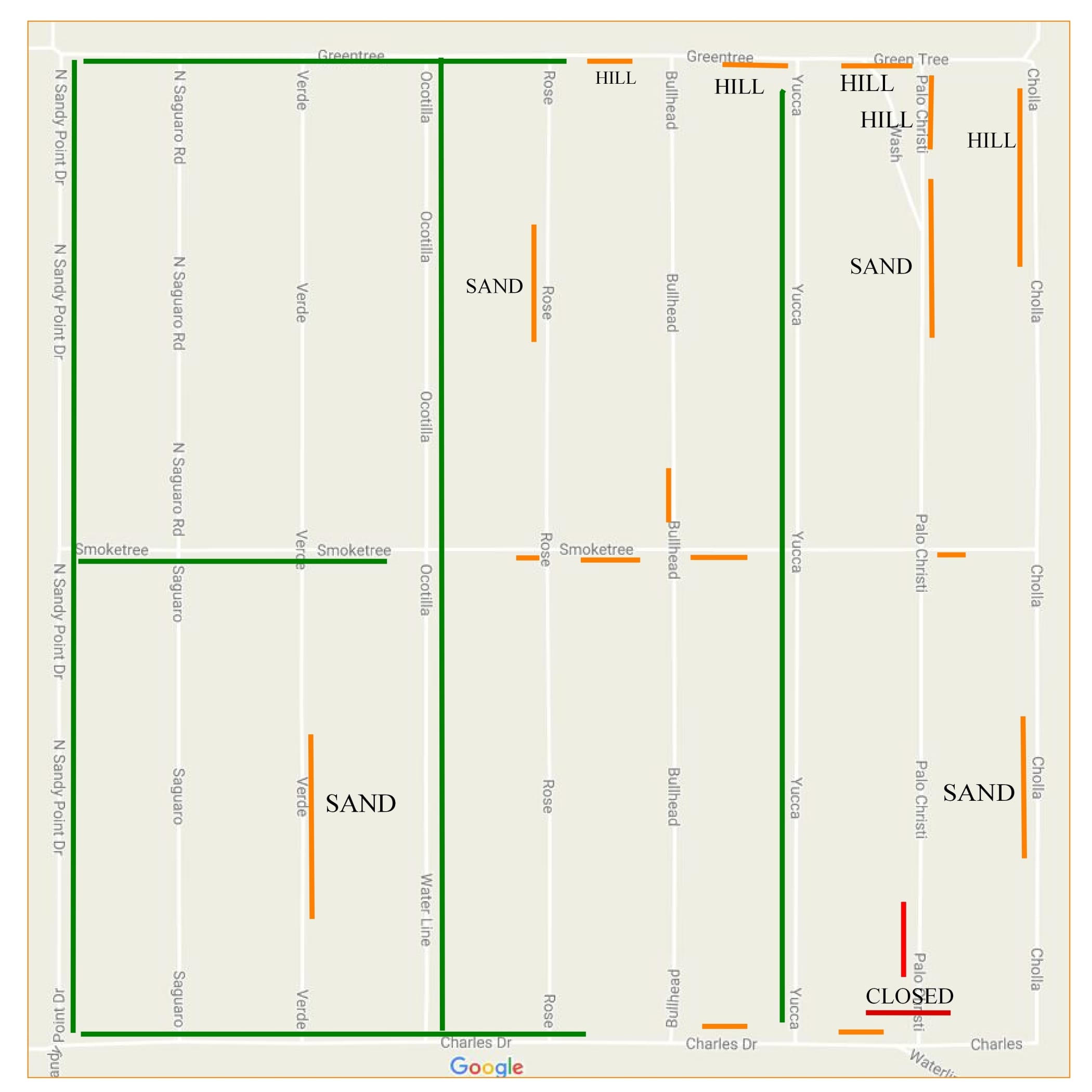 Meadview Unit 7 map with road conditions — High Desert Dirt